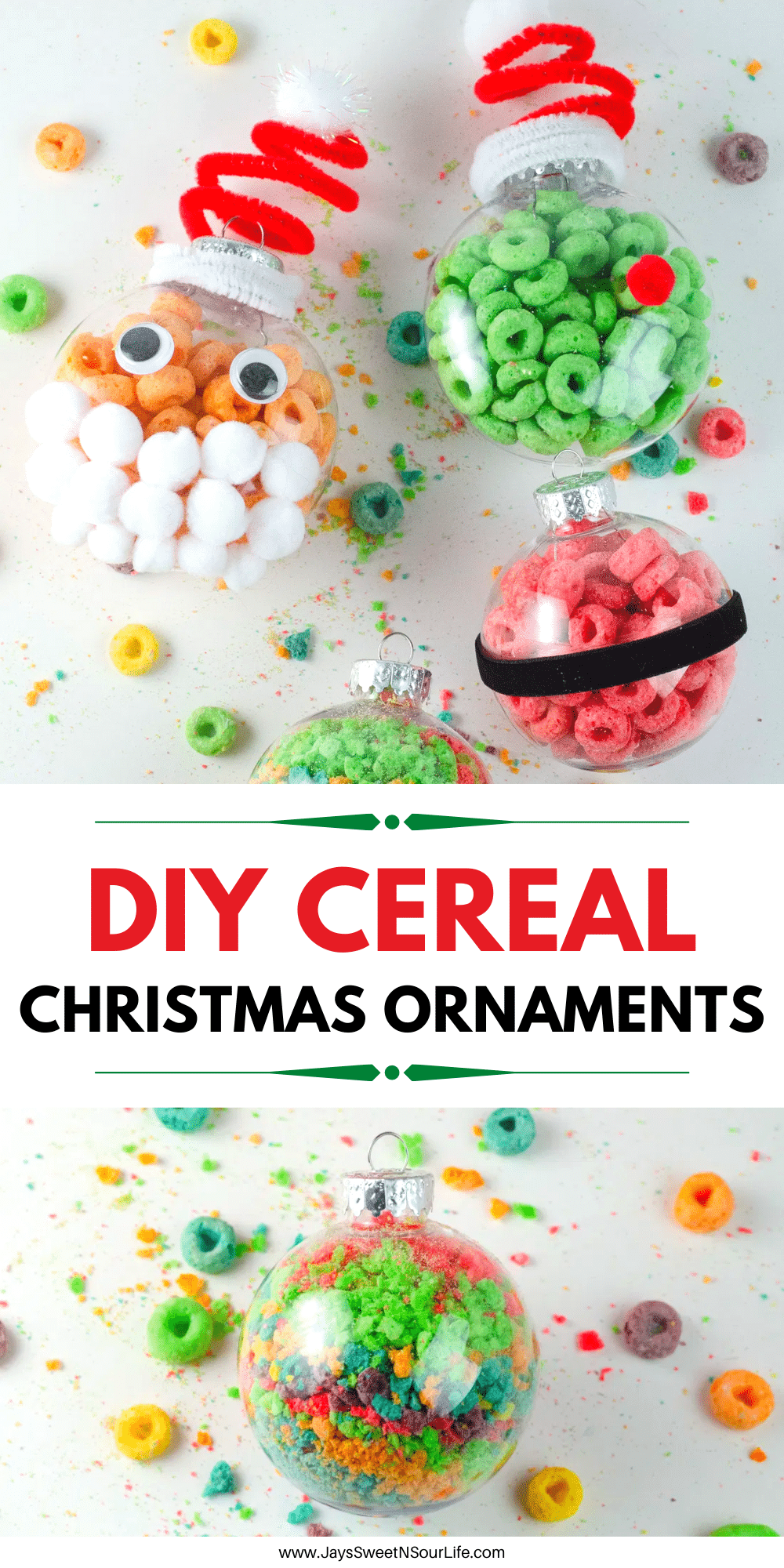 Christmas Ornament Ideas for Kids Using Cereal - Life With Jay Simms